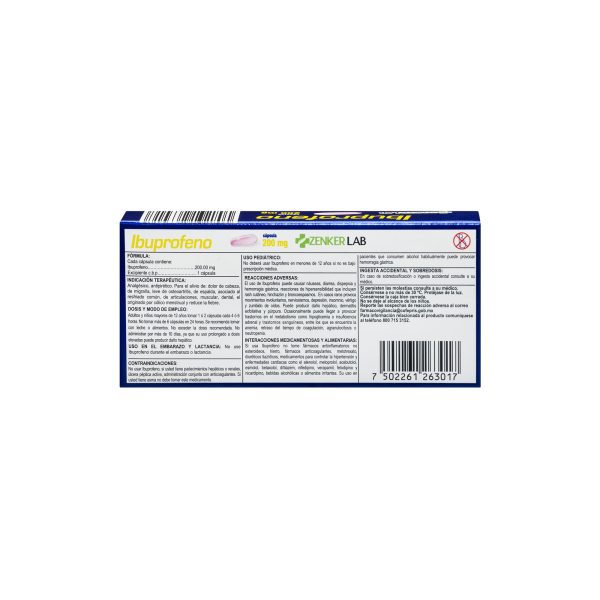Analgésico Ibuprofeno 200mg 10C Zenker Lab | Tiendas 3b